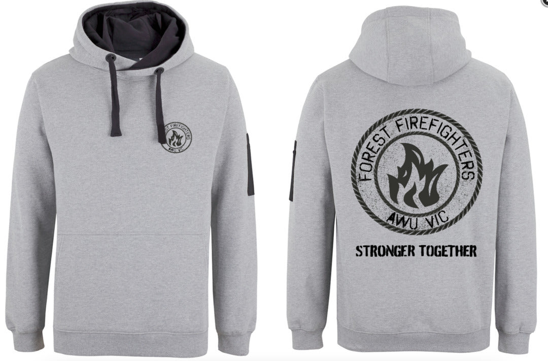 Forest Firefighter: Grey Marle Hoodie – AWU Victorian Branch